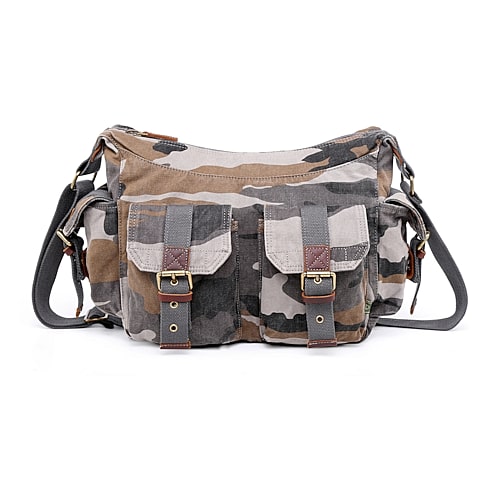 Click here for Tsd Brand Camo Canvas Messenger Bag - Gray prices