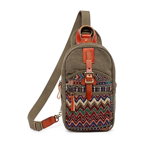 Click here for Tsd Brand Four Season Canvas Sling Bag - Olive prices