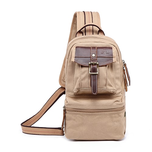 Click here for Tsd Brand Turtle Ridge Canvas Sling Bag - Camel prices