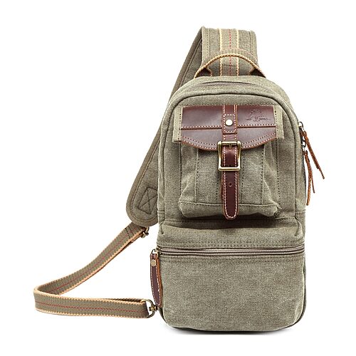 Click here for Tsd Brand Turtle Ridge Canvas Sling Bag - Olive prices