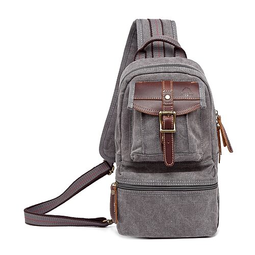 Click here for Tsd Brand Turtle Ridge Canvas Sling Bag - Gray prices