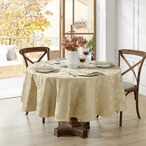 Click here for Elrene Elegant Woven Leaves Jacquard Damask Tablec... prices