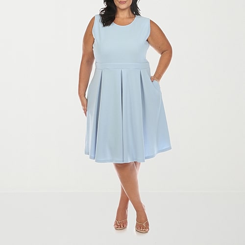 Click here for White Mark Plus Size Fit and Flare Dress - Baby Bl... prices