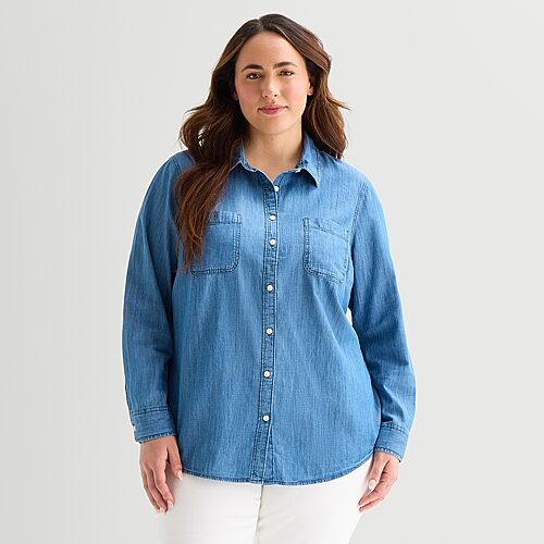 Click here for St. Johns Bay Womens Plus Cuffed Long Sleeve Regul... prices