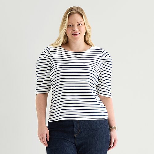 Click here for St. Johns Bay Womens Plus Crew Neck 3/4 Sleeve Kni... prices