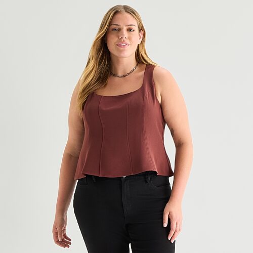 Click here for a.n.a Womens Plus U Neck Sleeveless Peplum Top  0x... prices