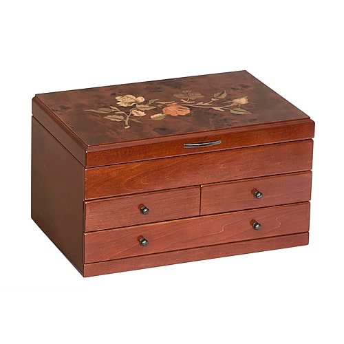 Click here for Mele and Co Fairhaven Floral Inlay Walnut-Finish J... prices