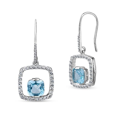 Click here for Womens Genuine Blue Topaz Sterling Silver Drop Ear... prices