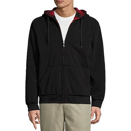 Click here for Reversible Buffalo Plaid Fleece Hoodie  Small  Bla... prices