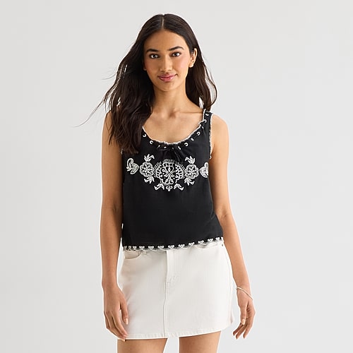 Click here for a.n.a Womens Scoop Neck Sleeveless Embroidered Pin... prices