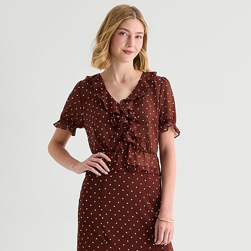 Click here for A.N.A Sheer Womens V Neck Short Sleeve Blouse  X-s... prices