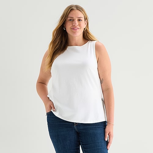Click here for a.n.a Womens Plus Round Neck Sleeveless Tank Top... prices