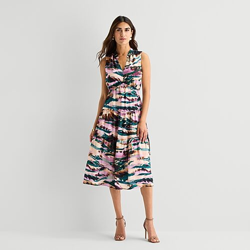Click here for Isabel & Nina Womens Midi V Neck Sleeveless Abstra... prices