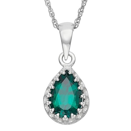 Click here for Lab-Created Emerald Sterling Silver Pendant  One S... prices