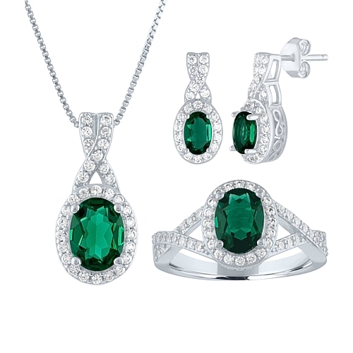 Click here for Womens Lab Created Green Emerald Sterling Silver J... prices