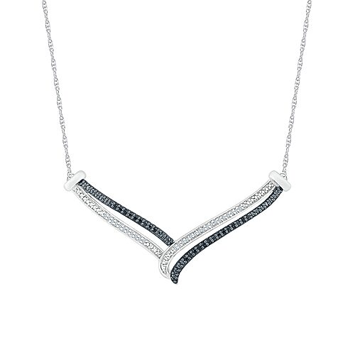 Click here for Womens Black Diamond Sterling Silver 18 Inch Chevr... prices