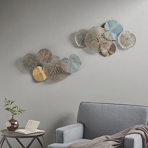 Click here for Madison Park Lenzie Lily Pad Leaves Metal 2-pc. Wa... prices