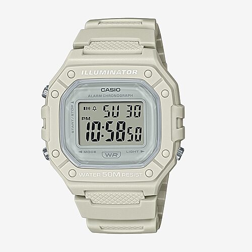 Casio Mens Water-Resistant Digital Watch with White Band - W-218HC-8AVCF