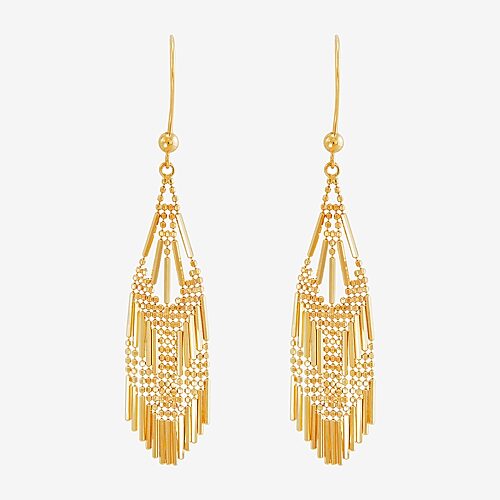 Click here for 14K Yellow Gold Diamond-Cut Beaded Mesh Drop Earri... prices