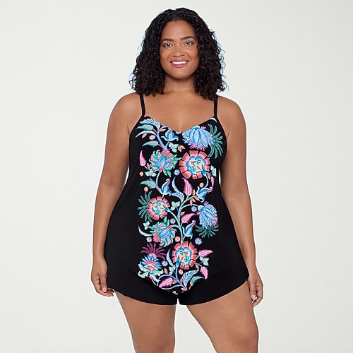 Click here for Trimshaper Womens Floral Plus Tankini Swimsuit Top... prices