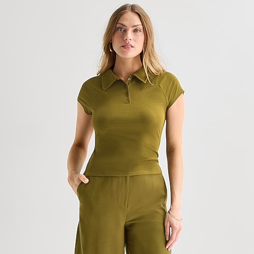 Click here for Worthington Womens Short Sleeve Rib Polo Shirt  La... prices