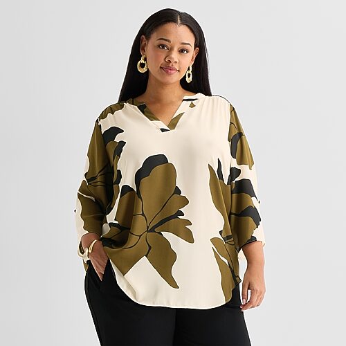 Click here for Worthington Womens Plus Split Crew Neck 3/4 Sleeve... prices