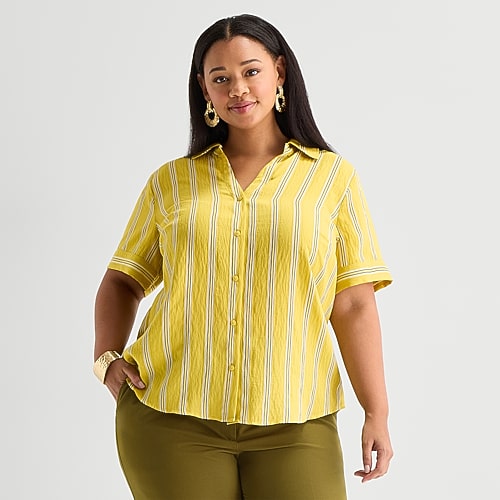 Click here for Worthington Womens Plus Cuffed Short Sleeve Slim F... prices