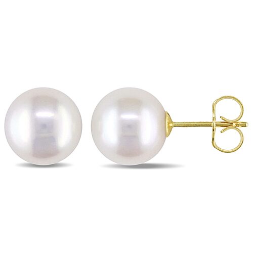 Click here for White Cultured Freshwater Pearl 14K Yellow Gold St... prices