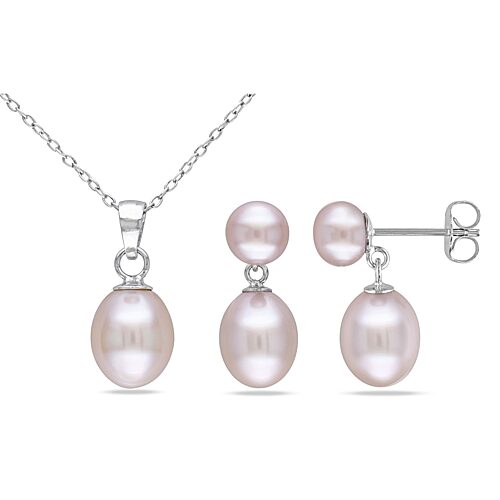 Click here for Pink Cultured Freshwater Rice Pearl Button Earring... prices