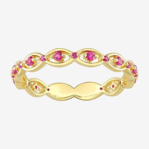 Click here for Womens Lab Created Red Ruby 18K Gold Over Silver S... prices