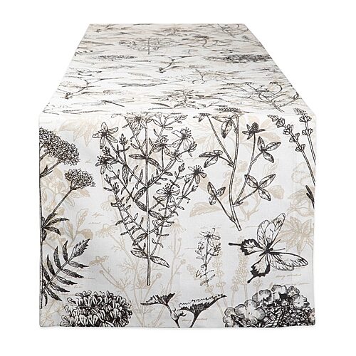 Click here for Botanical Print Table Runner 14 X 72 - White prices