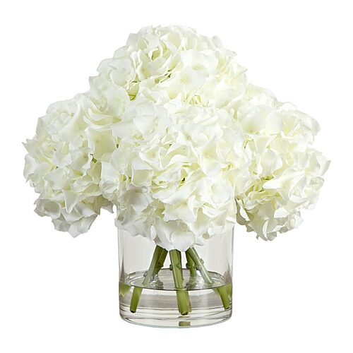 Click here for Nearly Natural 14 Hydrangea Glass Vase Artificial... prices