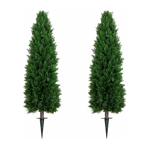 Nearly Natural 4 Uv Resistant Artificial Cedar Plant with Integrated Ground Stake (Indoor/Outdoor) - Set of 2
