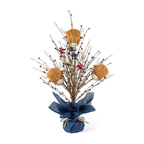 Click here for Glitzhome 21 Highland Cow And Berry Tabletop Tree... prices