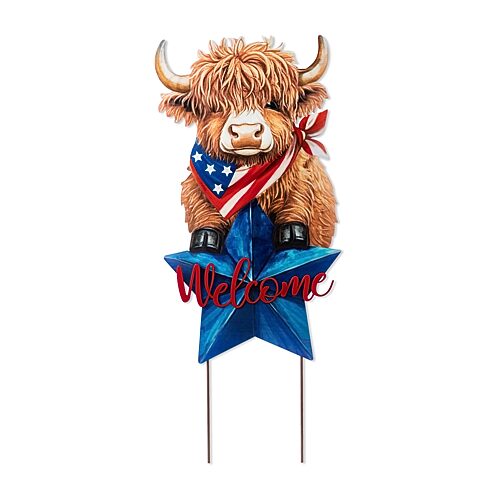 Click here for Glitzhome 30 Metal Highland Cow 4th of July Yard A... prices
