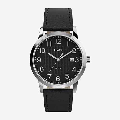 Click here for Timex Mens Black Leather Strap Watch Tw2y67400jt... prices