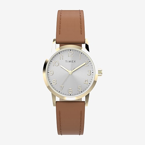 Click here for Womens Timex(R) Silver Dial Watch w/ Leather Strap... prices
