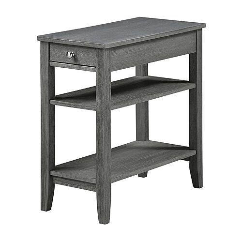 American Heritage 3-Tier End Table with Drawer  One Size  Gray