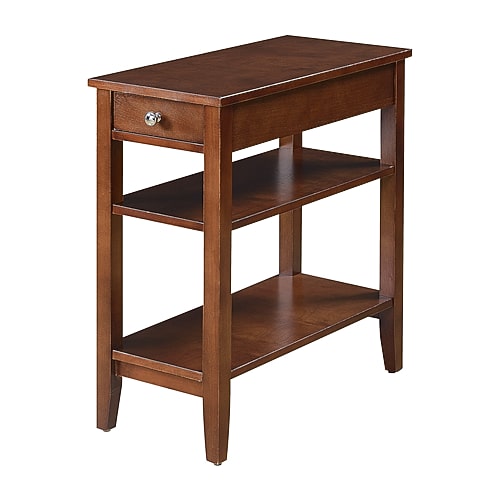 American Heritage 3-Tier End Table with Drawer  One Size  Brown