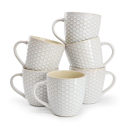 Click here for Elama Honeycomb White 6-pc. Geometric Coffee Mug... prices