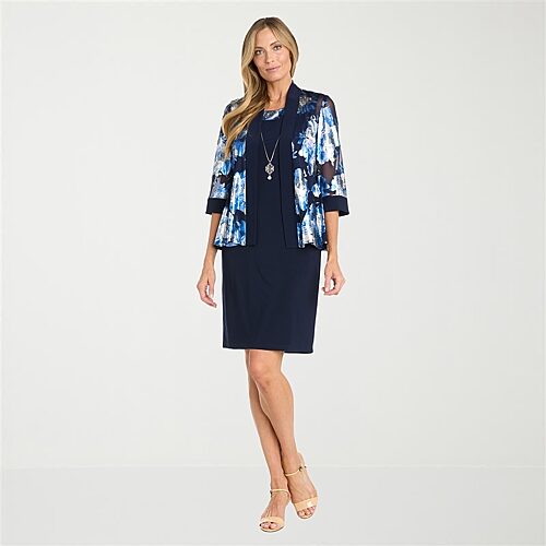 Click here for R & M Richards Womens 3/4 Sleeve Floral Jacket Dre... prices