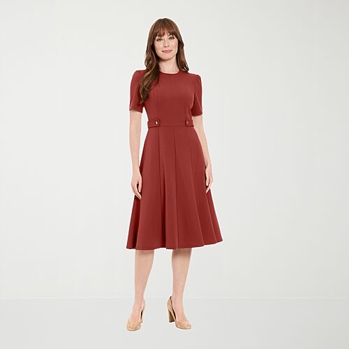 Click here for London Times Womens Midi Round Neck Short Sleeve F... prices