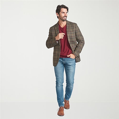 Click here for The Savile Row Co Mens Windowpane Modern Fit Sport... prices