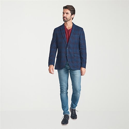 Click here for The Savile Row Co Mens Plaid Modern Fit Sport Coat... prices