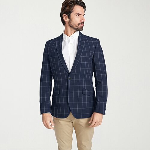 Click here for The Savile Row Co Mens Windowpane Modern Fit Sport... prices