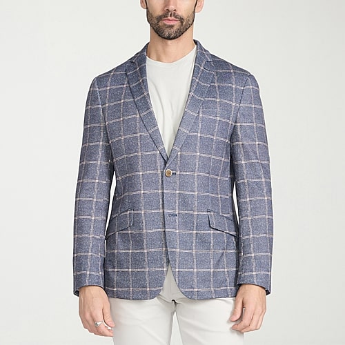 Click here for The Savile Row Co Mens Windowpane Modern Fit Sport... prices