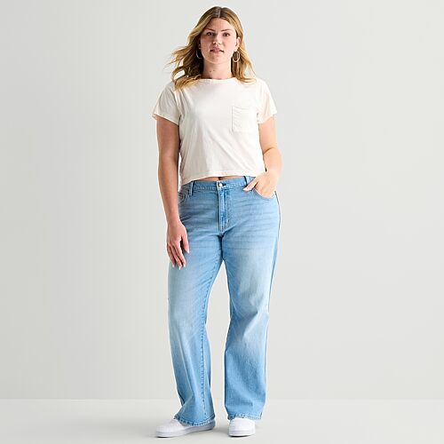 Click here for Arizona Womens Juniors Plus Straight Leg Jean  16... prices