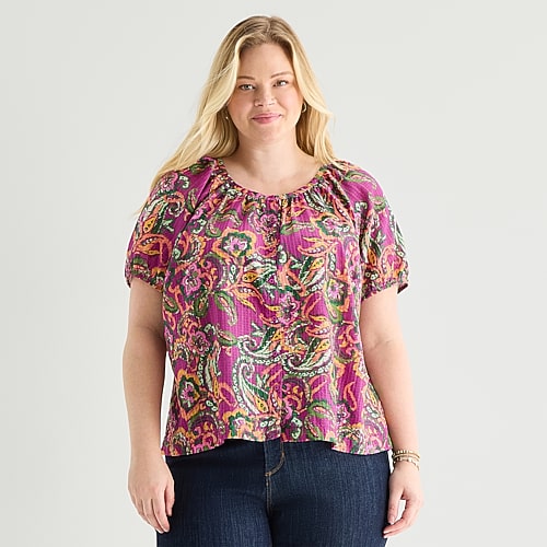 Click here for St. Johns Bay Womens Plus Round Neck Short Sleeve... prices