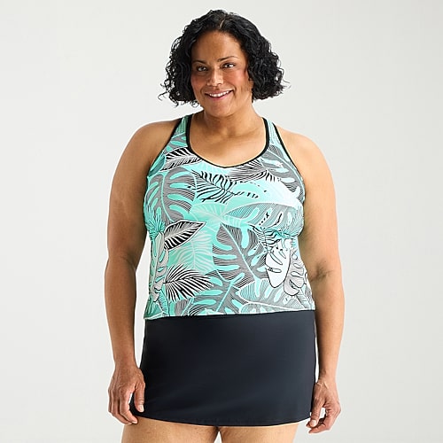 Click here for ZeroXposur Womens Built In Bra Leaf Plus Tankini S... prices