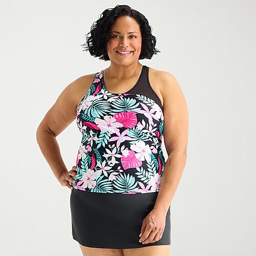 Click here for ZeroXposur Womens Built In Bra Floral Plus Tankini... prices